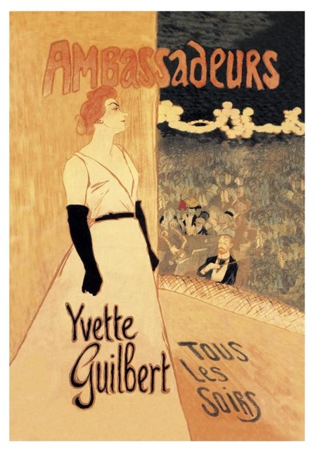"Ambassadeurs: Yvette Guilbert, Tous les Soirs, 1894" Paper Art, 14"x20 ...