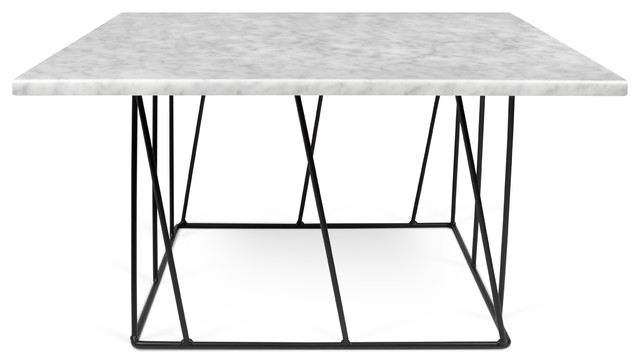 Tema Helix 30"x30" Marble Coffee Table With Black Steel Legs ...