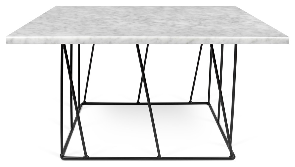 Tema Helix 30"x30" Marble Coffee Table With Black Steel Legs ...