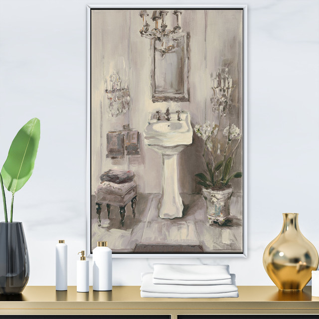 Designart - French Bathroom Vintage II - Traditional Bathroom Framed ...