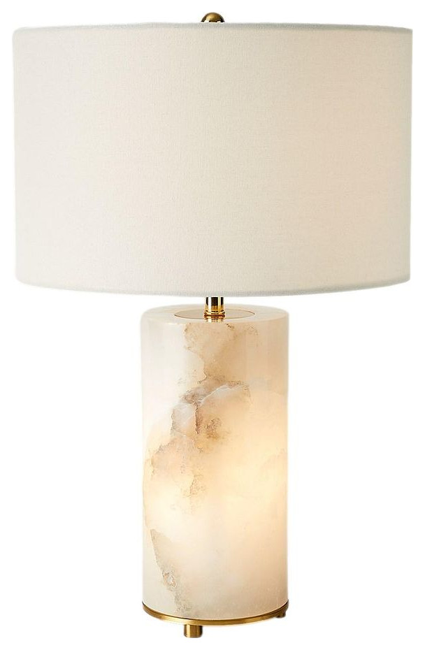 Luxe Alabaster Stone Column Inner Light Table Lamp Internal Bulb ...