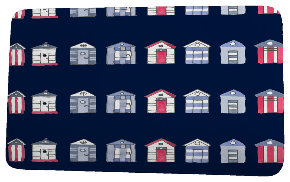 Nantucket Multi Beach Hut Stripe Print Bath Mat, 21"x34" - Beach Style ...