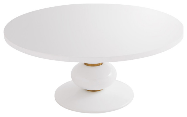 Puff Round 72" Dining Table, Modern White Gold Pedestal Base Kitchen ...