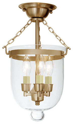 Jaylin Small Semi Flush Bell Jar Lantern With Clear Glass - Traditional ...