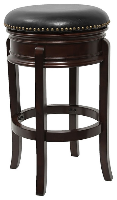 Offex 24'' Backless Wood Counter Height Stool, Cappuccino & Black ...