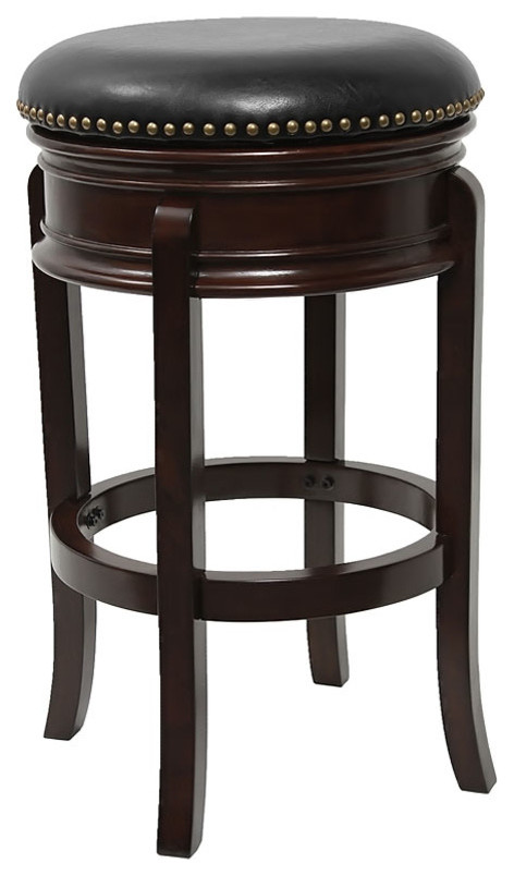 Offex 24'' Backless Wood Counter Height Stool, Cappuccino & Black ...
