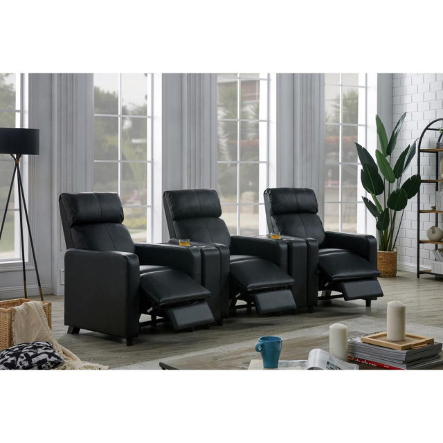 Toohey Home Theater Console Table With Two Cup Holders Black ...
