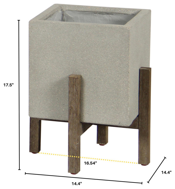 Patio 14" Wide Square Standing Pot - Farmhouse - Outdoor Pots And ...