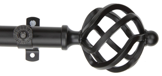 Roman Curtain Rod 13/16" 120-170", Black - Traditional - Curtain Rods ...