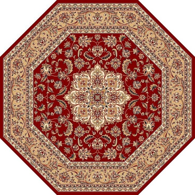Cambridge 7326 Red, Beige Kashan Medallion Rug, 7'7" Octagon ...