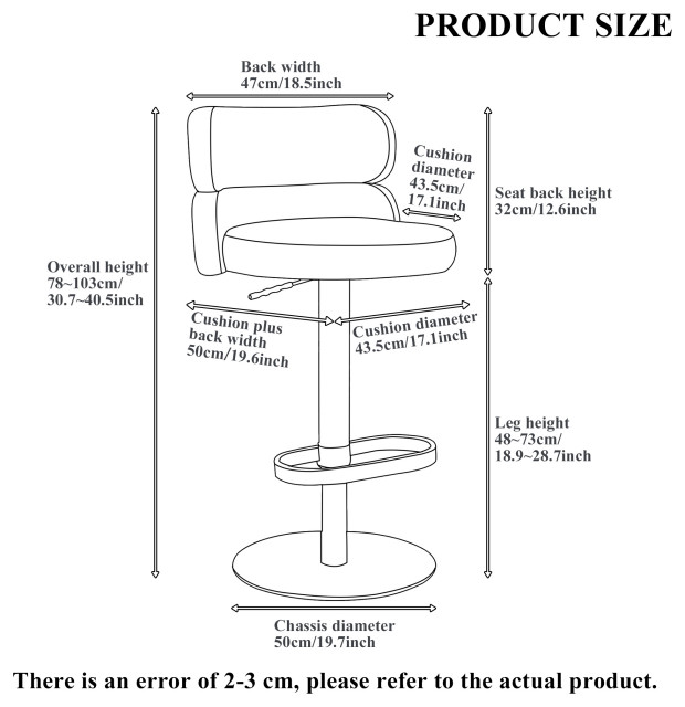 Mid-Century Modern Velvet Barstool Height Adjustable and Swivel ...