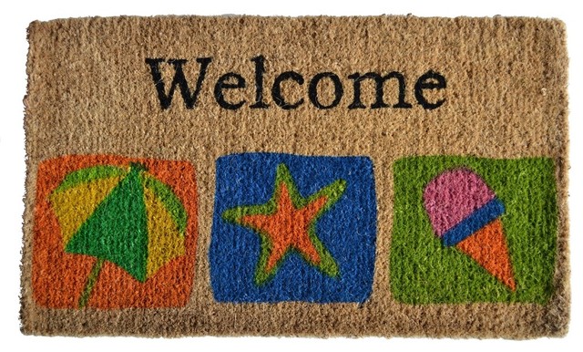 Welcome Beach Coir Mat - Beach Style - Doormats - by Imports Decor Inc ...