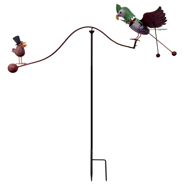 Rustic Metal Kinetic Birds Spinning Balancer Garden Stake - Rustic ...