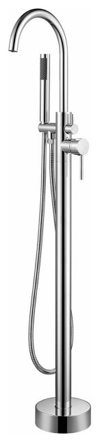 Lexora Lago Single Freestanding Bathtub Faucet With Hand Shower In Chrome 4665 Inch