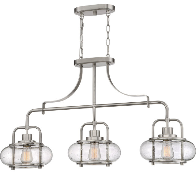 Luxury Utilitarian Chandelier, Brushed Nickel, UQL3380 - Transitional ...