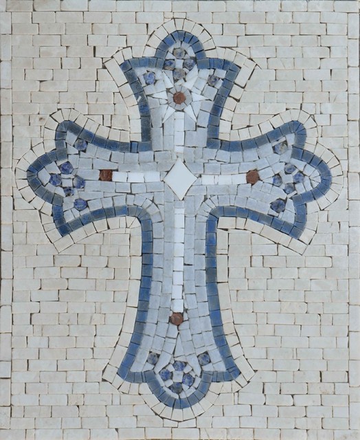 Religious Mosaic: The Christian Cross - Contemporary - Tile Murals - by ...