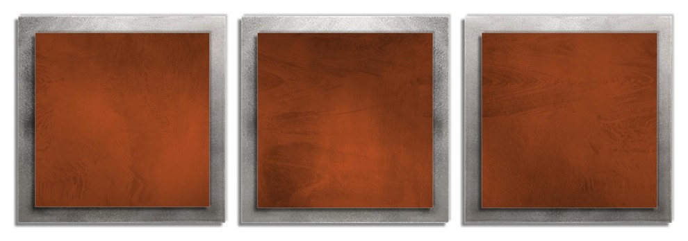 Rusty Essence, Modern Silver and Rust Colored Decor, Giclee on Metal ...