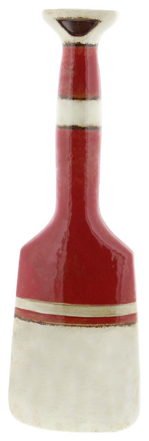 Ceramic Paddle Vase In Red And White Glossy Finish - Farmhouse - Vases ...
