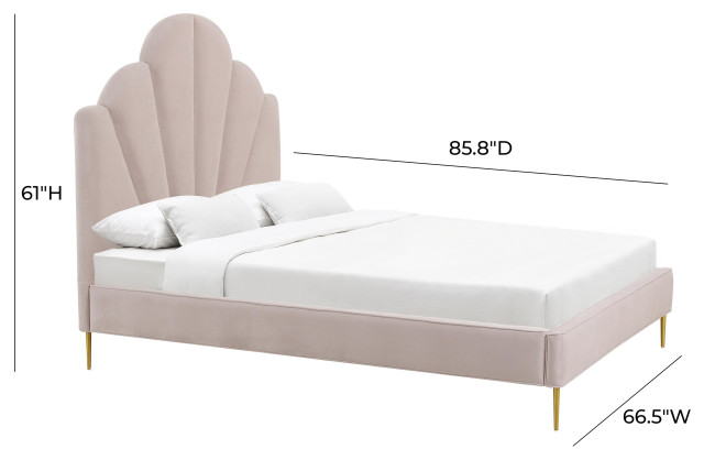 Bianca Blush Velvet Bed in Queen - Midcentury - Platform Beds - by ...