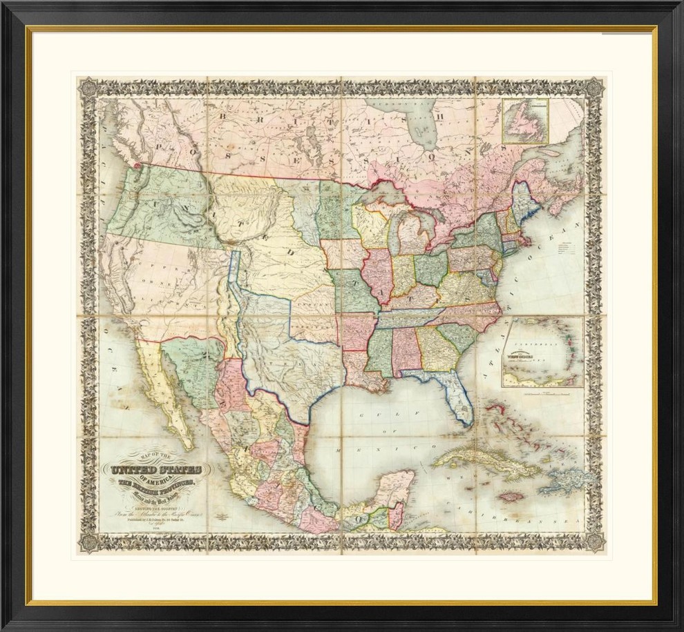"Map of The United States of America, 1848" by J. H. Colton, 26x25", 46 ...