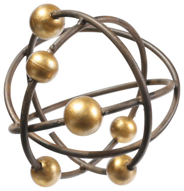 Round Metal Dyson Orb Sculpture Tarnished Black Finish, Small ...