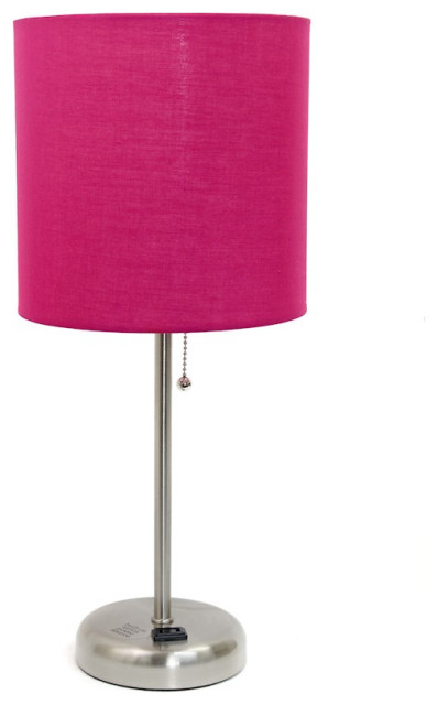 Creekwood Home Oslo 19.5" Desk Lamp, Steel/Pink Drum Shade - CWT-2009 ...
