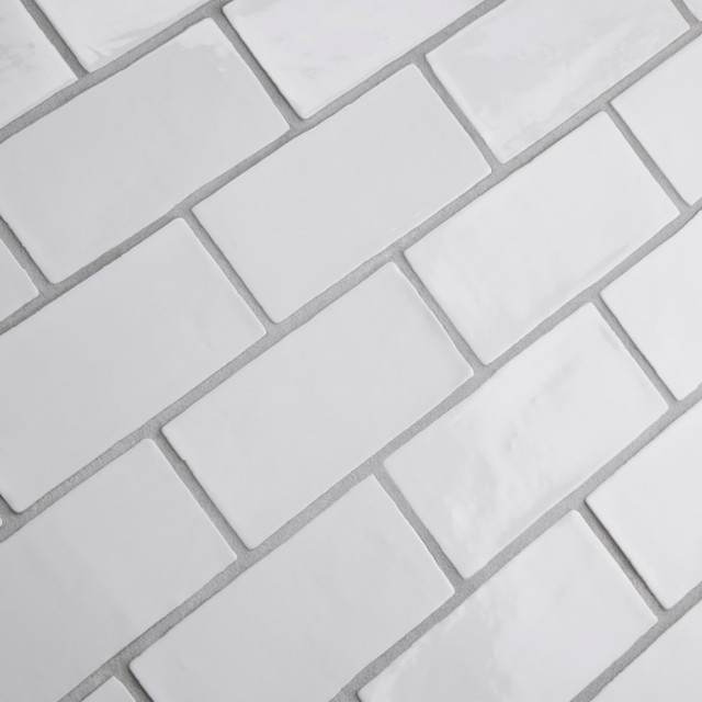 Chester Ceramic Wall Tile, Bianco, Sample - Traditional - Wall And ...