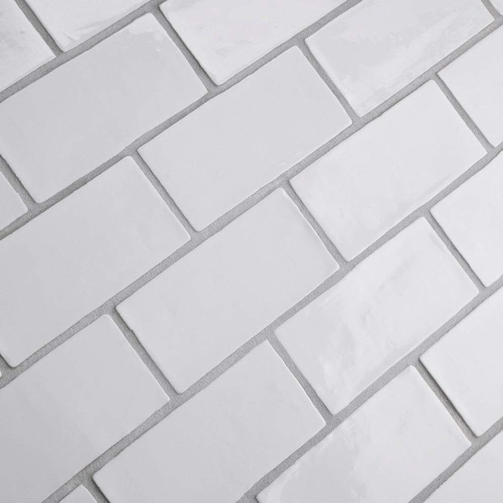 Chester Ceramic Wall Tile, Bianco, Sample - Traditional - Wall And ...