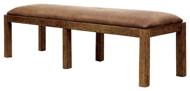 Benzara BM123752 Gianna Transitional Bench, Rustic Pine - Transitional ...