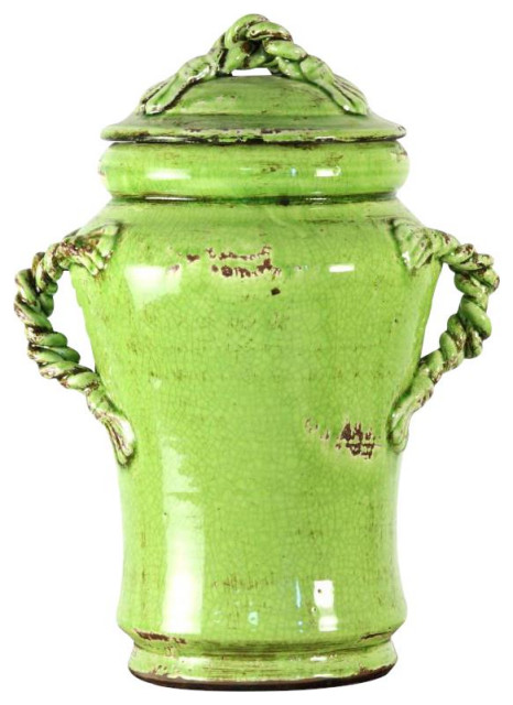 Handcrafted Traditional Green Pottery Vase - French Country - Vases ...