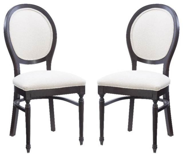 Pemberly Row Beechwood Set of 2 Padded Back and Seat Side Chairs in ...
