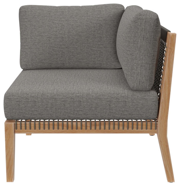 Clearwater Outdoor Patio Teak Wood 5-Piece Sectional Sofa - Beach Style ...