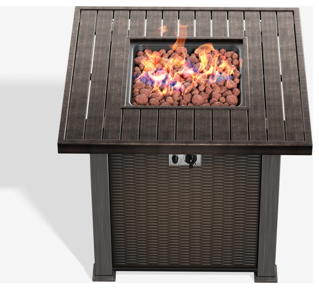 WestinTrends Outdoor Square Propane Gas Fire Pit Table 50,000 BTU ...