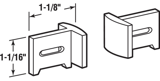Pocket Door Bottom Guides, 1-1/8", Plastic, White, 2Pack - Traditional ...