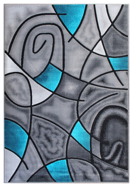 Flash Furniture Jubilee 5x7 Abstract Rug, Turquoise, ACD-RGTRZ860-57-TQ ...