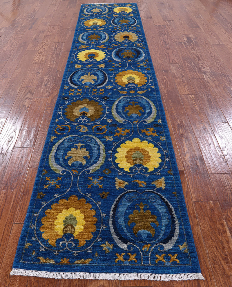 Runner Handmade William Morris Wool Rug 2' 7" X 12' 8" Q6534, 2' 7" X ...