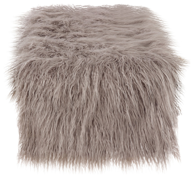 Mongolian Faux Fur Runner, Fog, 16"x72", 16"x72" - Contemporary - Table ...