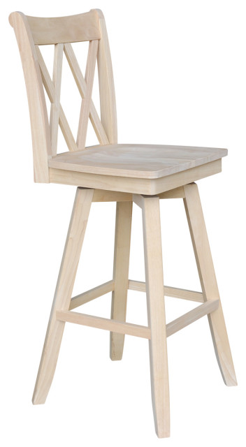 Double "X" Back Counter Height Stool - With Swivel, 30 Inch ...