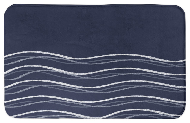 Navy Wavy Lines 21x34 Bath Mat, 21x34 - Contemporary - Bath Mats - by ...