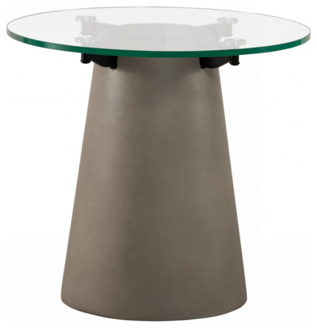Pluto Contemporary Concrete, Metal and Glass End Table - Transitional - Side Tables And End ...