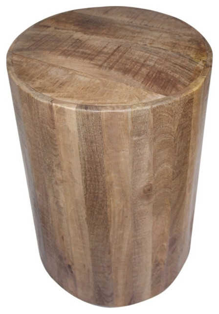 Casartis Living Arbor Transitional Wood Log Pedestal End Table in Brown ...