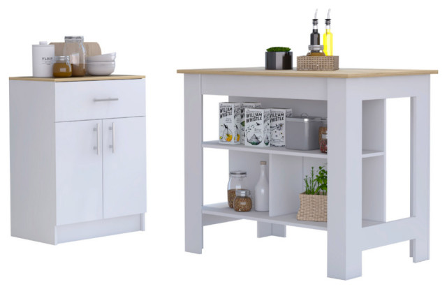 California 2 Piece Kitchen Set, Kitchen Island and Kitchen Pantry ...