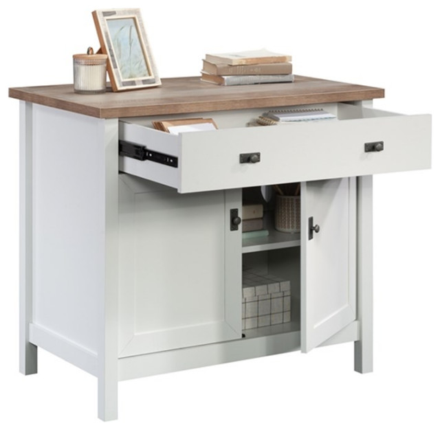 Bowery Hill Modern Engineered Wood Library Base in White Finish ...