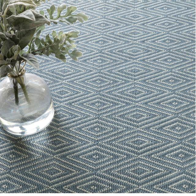 Diamond Slate/Light Blue Indoor/Outdoor Rug, Runner-2.5'x12 ...