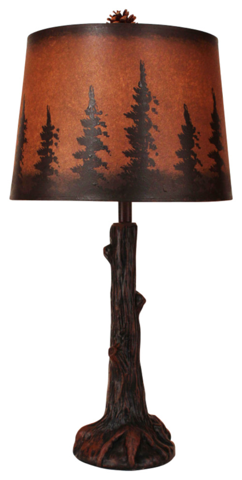 Rust Tree Trunk Table Lamp With Tree Shade - Rustic - Table Lamps - by ...