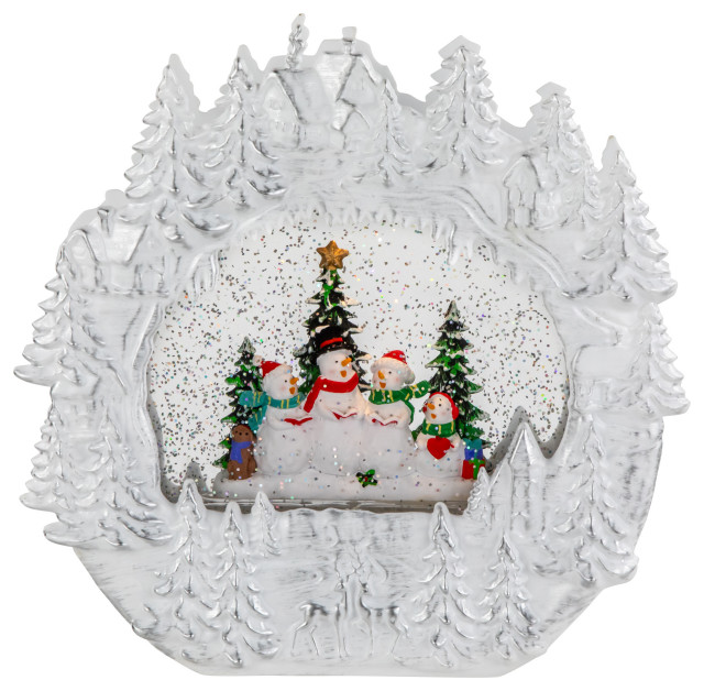 LED Lighted Caroling Snowmen Christmas Snow Globe, 9.5" - Modern ...