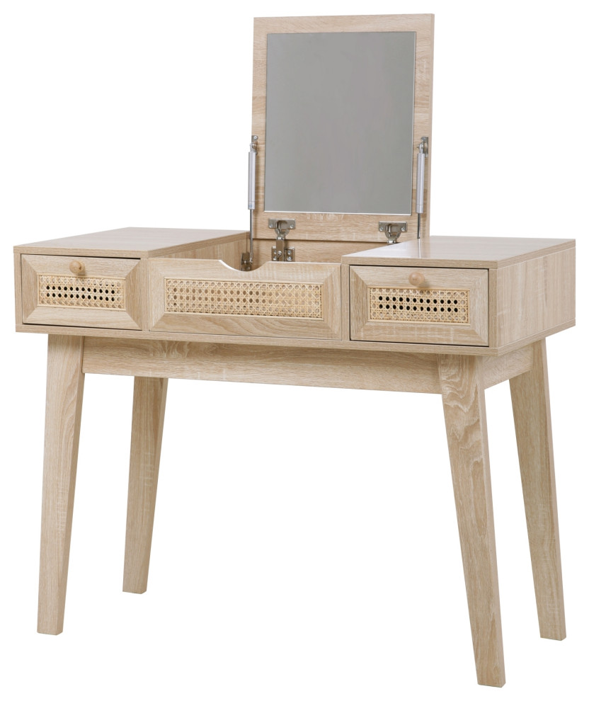 Loft Lyfe Oaklynn-Natural Rattan Vanity Table - Tropical - Bedroom ...