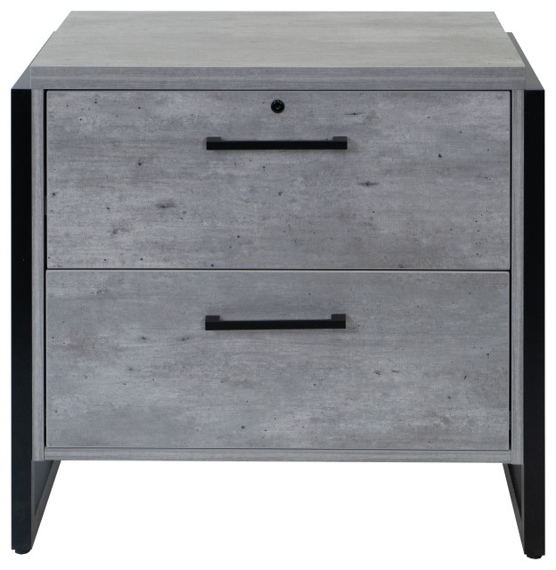 Modern Wood Laminate Lateral File Drawer, Fully Assembled, Concrete ...