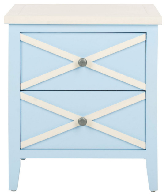 Evan Two Drawer Side Table, Light Blue - Contemporary - Side Tables And ...