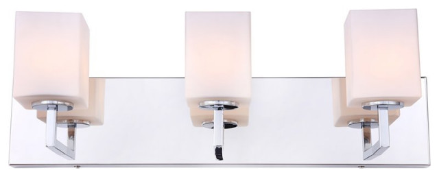 Woodbridge Lighting Candice 3Lt Glass Bath Light in Chrome/Opal Square ...